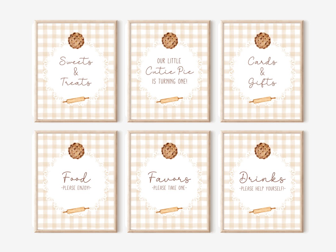 Cutie Pie Birthday Signs | Sweet as Pie | Gift Table Sign | Favors Sign ...