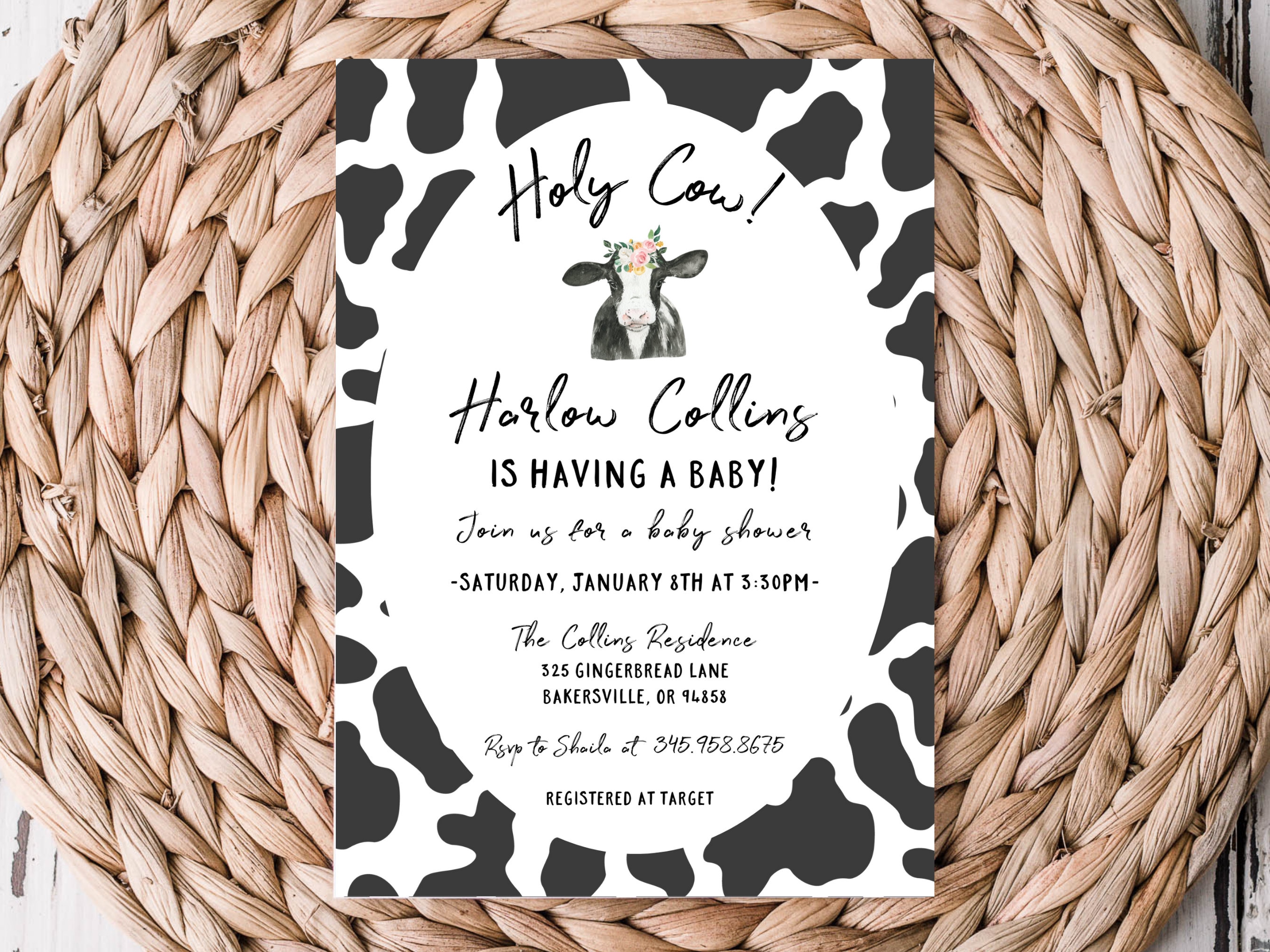 Cow Welcome Sign Printable Welcome Baby Shower or Birthday | Etsy