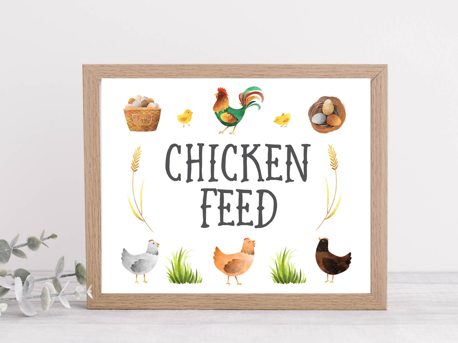 Chicken Birthday Chicken Feed Sign Printable 8x10 Chicken - Etsy
