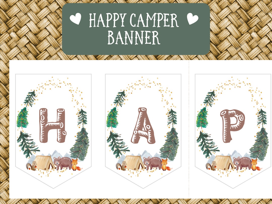 Happy Camper Printable Banner Camping Bunting Banner Camp Banner ...