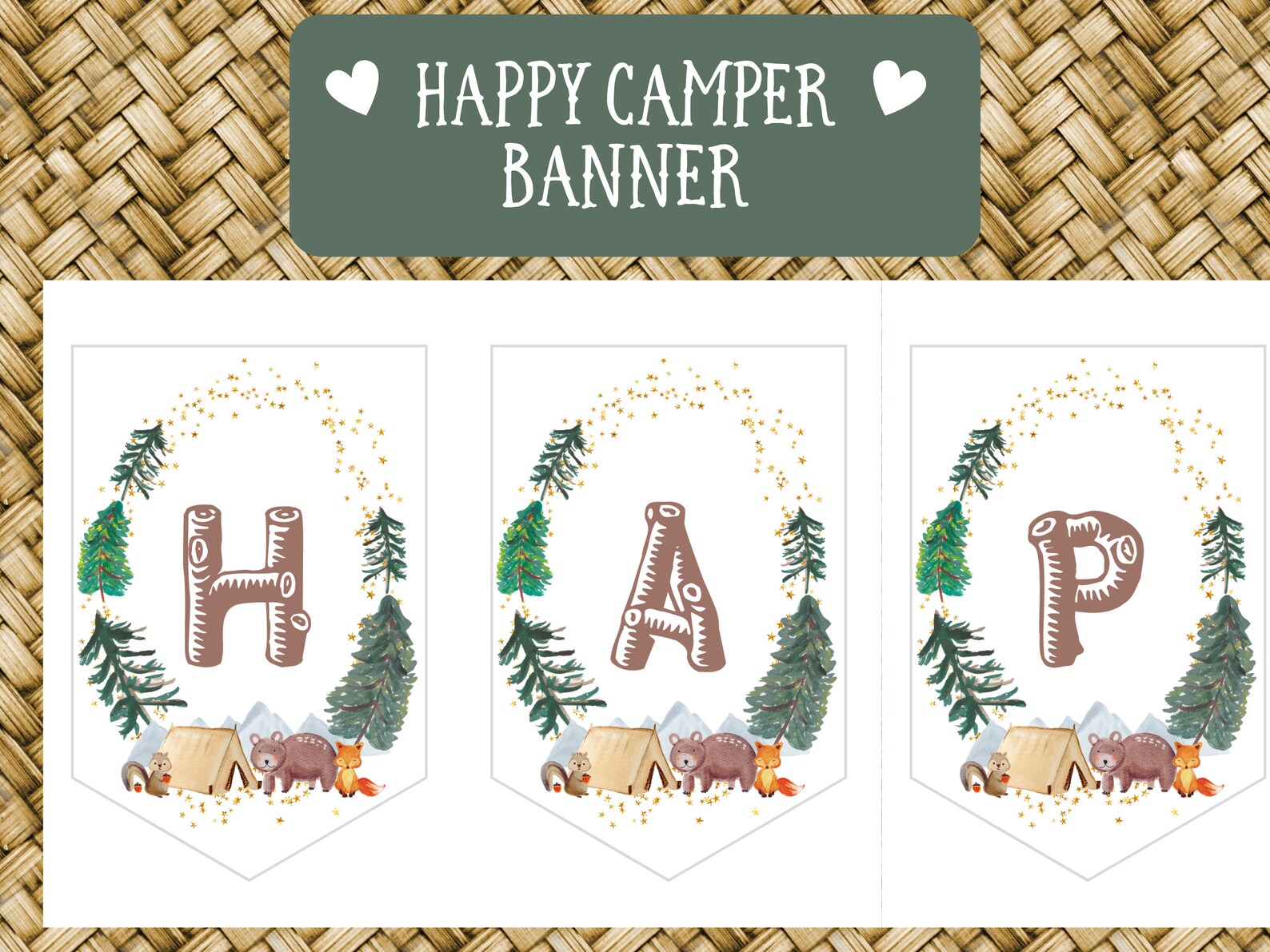 Happy Camper Printable Banner Camping Bunting Banner Camp - Etsy