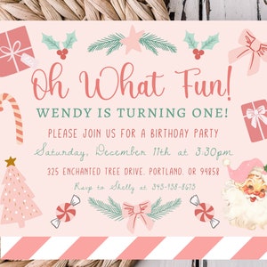 Oh What Fun Birthday Milestone Sign Pink Santa Christmas - Etsy