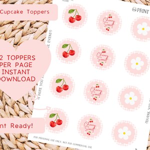 Cherry Cupcake Toppers | Cherry Sweet | Cherry Baby Shower | Cherry ...