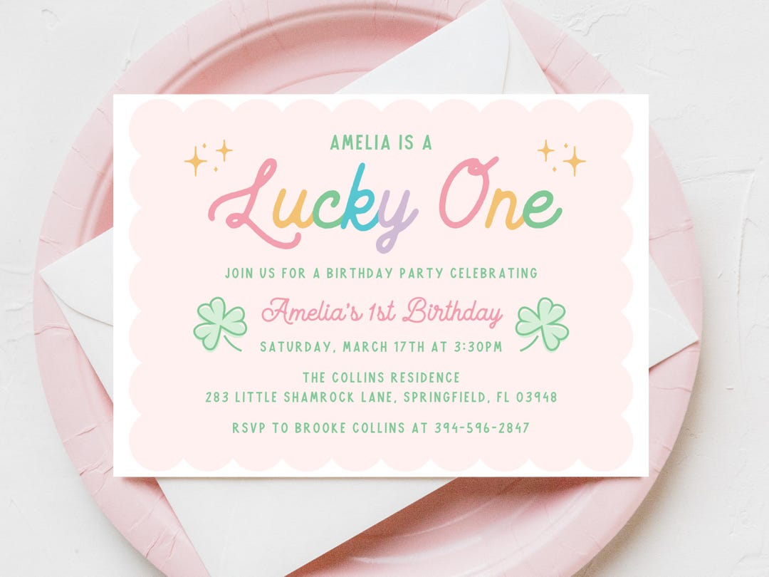 Lucky One First Birthday Invitation | St Patricks Day Birthday | Lucky ...