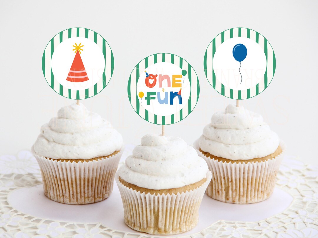 One is Fun Birthday Cupcake Toppers | It's Fun to Be One | Colorful ...