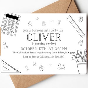 Math Birthday Invitation Math Party School Birthday Math Formulas ...