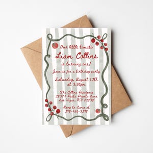 Tomato Birthday Invitation | Italian Birthday | Pasta Party | 1st ...