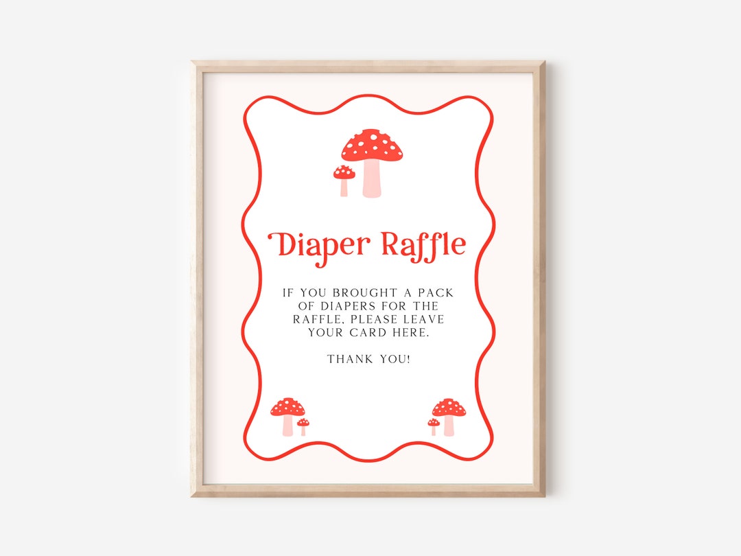 Mushroom Diaper Raffle Sign | Mushroom Party | Mushroom Baby Shower ...