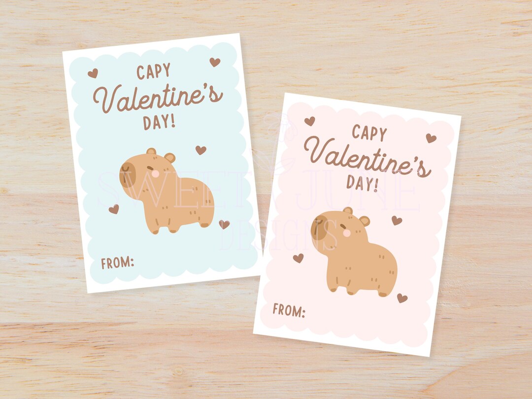 Capybara Valentines Day Cards | School Valentine | Kids Valentines ...