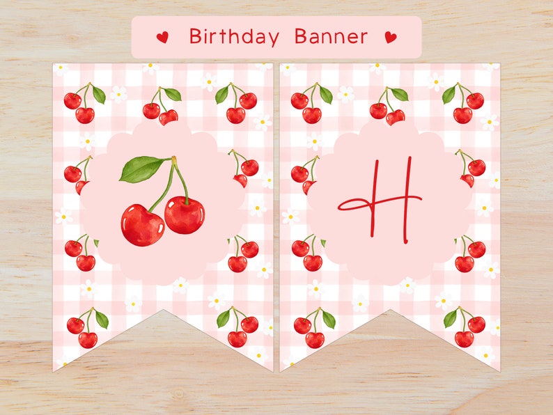 Cherry Happy Birthday Banner | Cherry Sweet | Cherry Birthday | Cherry ...