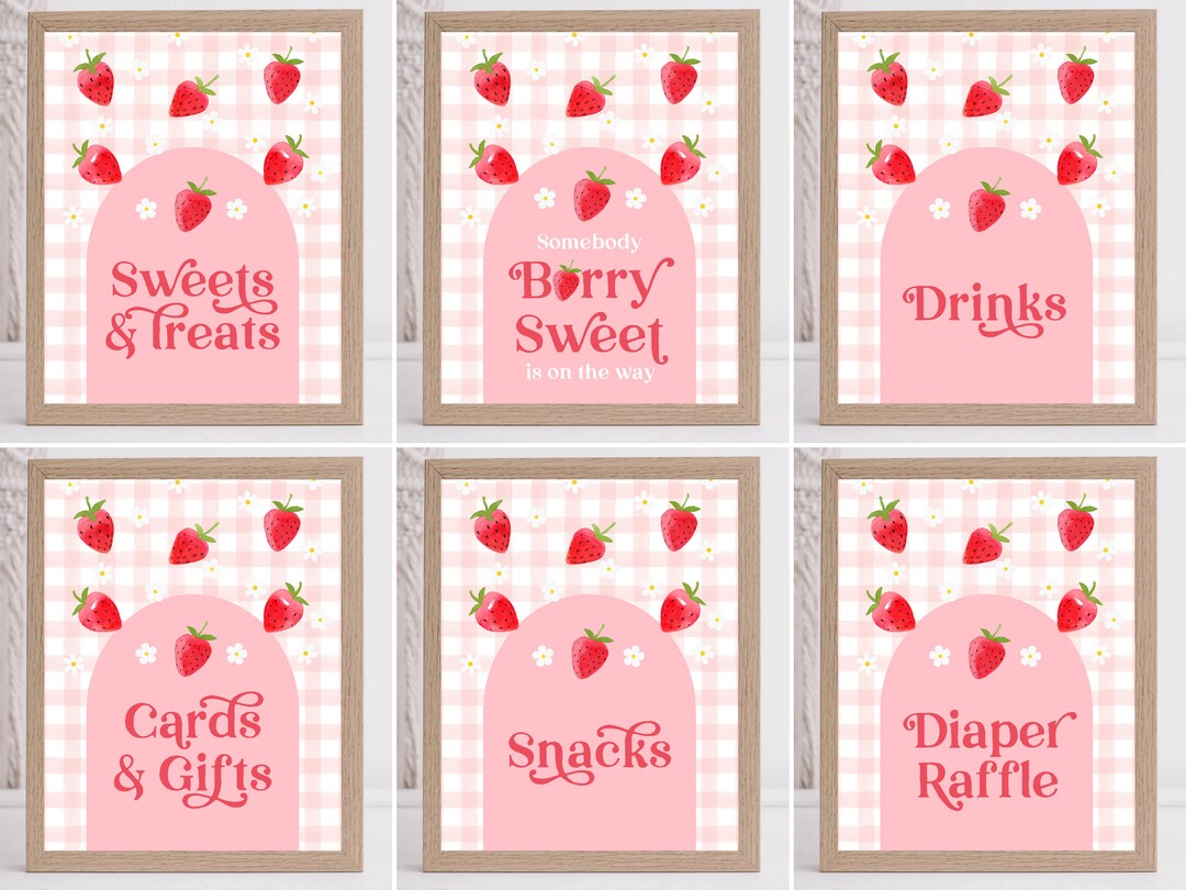 Strawberry Signs | Berry First Birthday | Berry Sweet Baby Shower | 1st ...