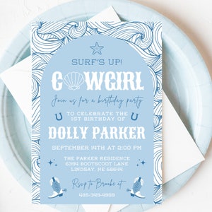 Coastal Cowgirl Birthday Invitation | Surf's up Cowgirl Birthday ...