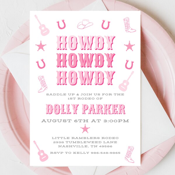 Howdy Birthday Invitation Template - Etsy
