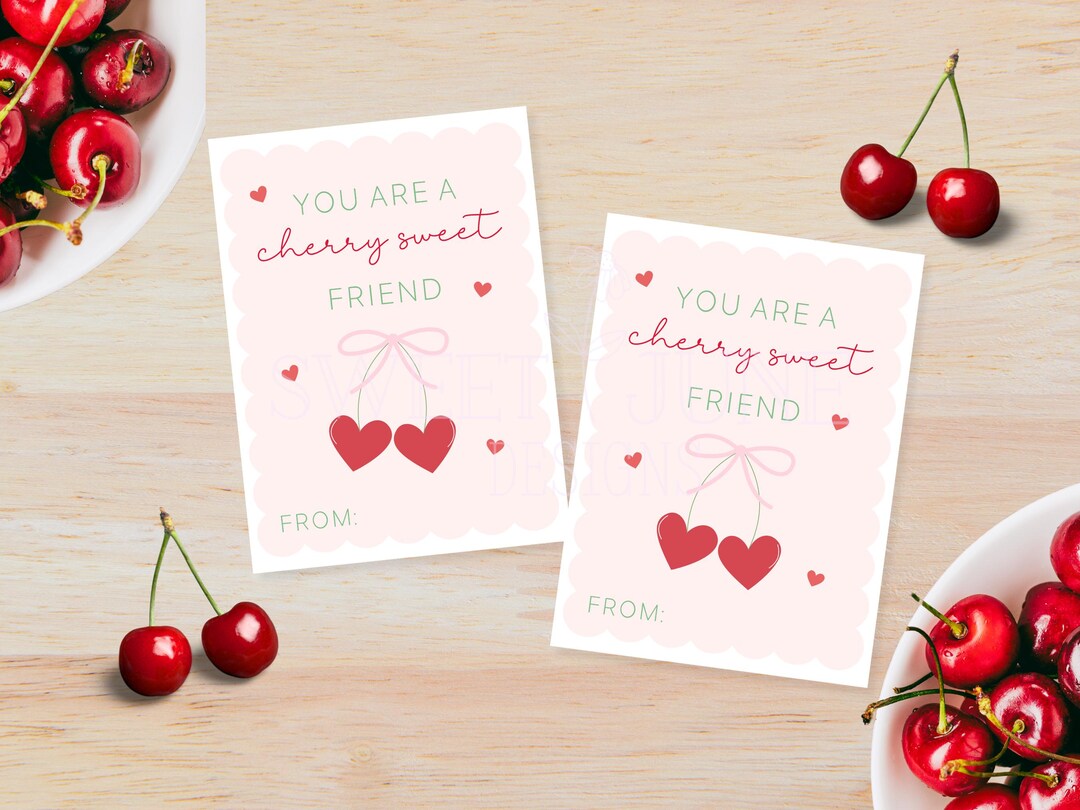 Cherry Valentines Day Cards | School Valentine | Kids Valentines Cards ...