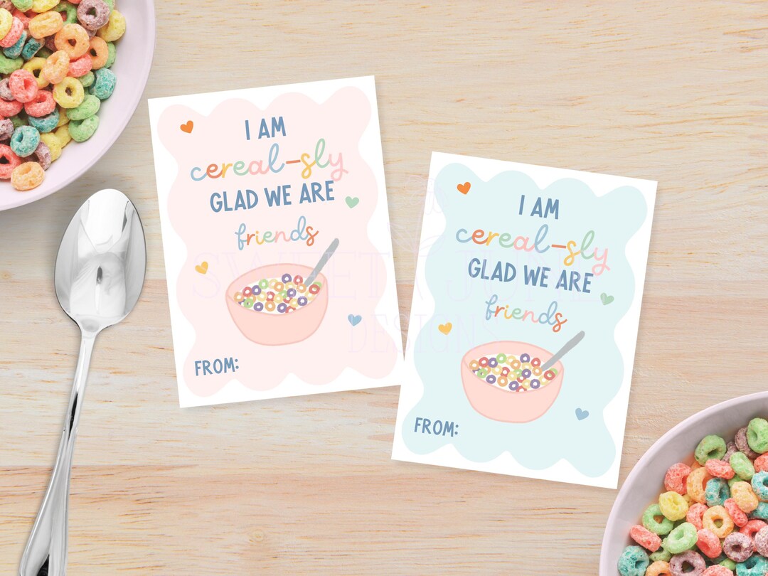 Cereal Valentines Day Cards | School Valentine | Kids Valentines Cards ...