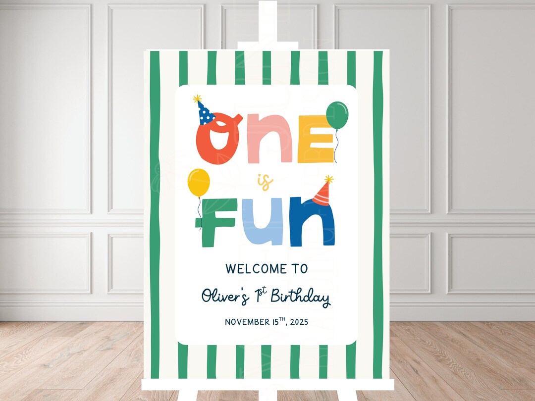 One is Fun Birthday Welcome Sign | It's Fun to Be One | Colorful ...