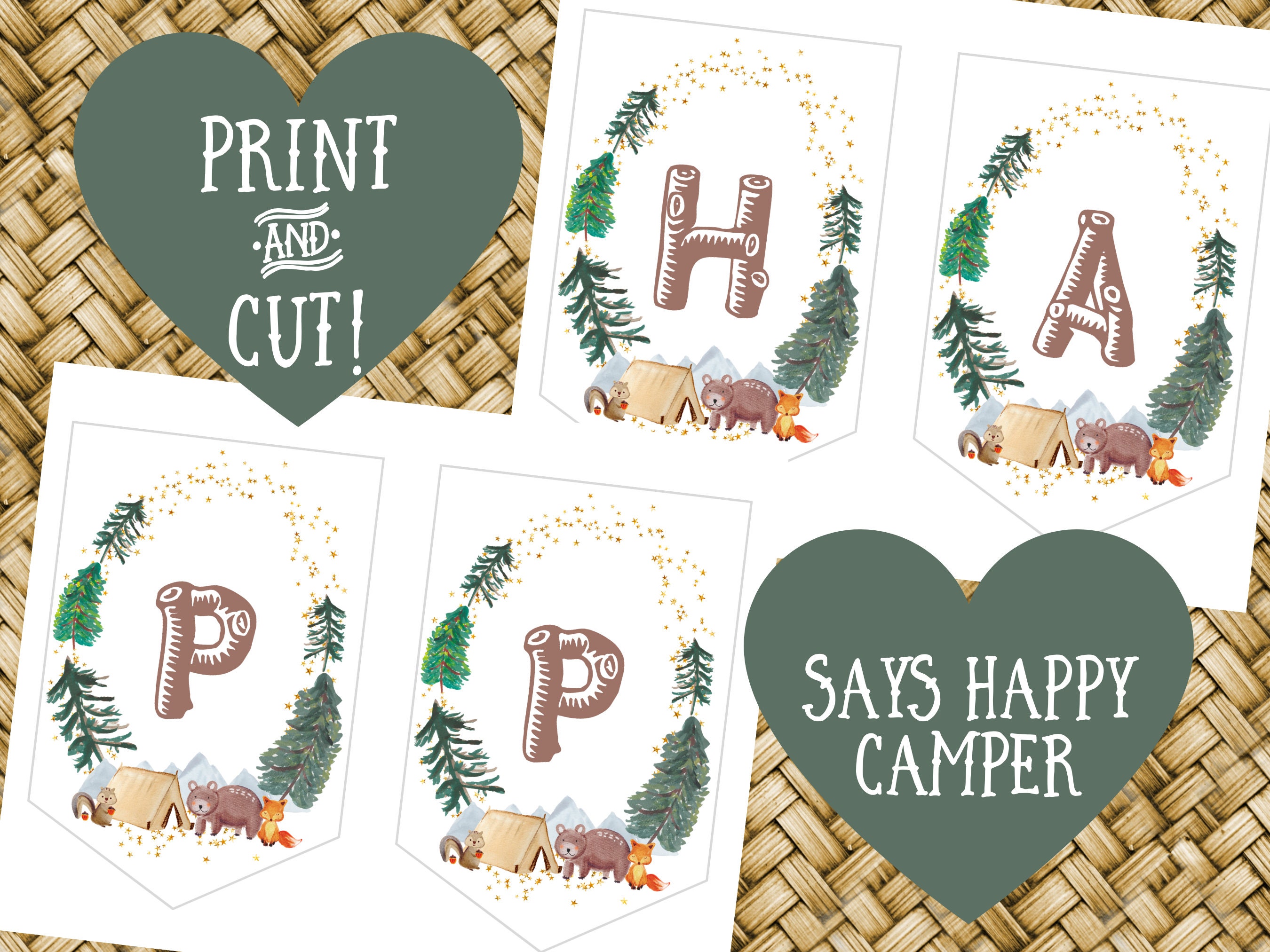 Happy Camper Printable Banner Camping Bunting Banner Camp | Etsy