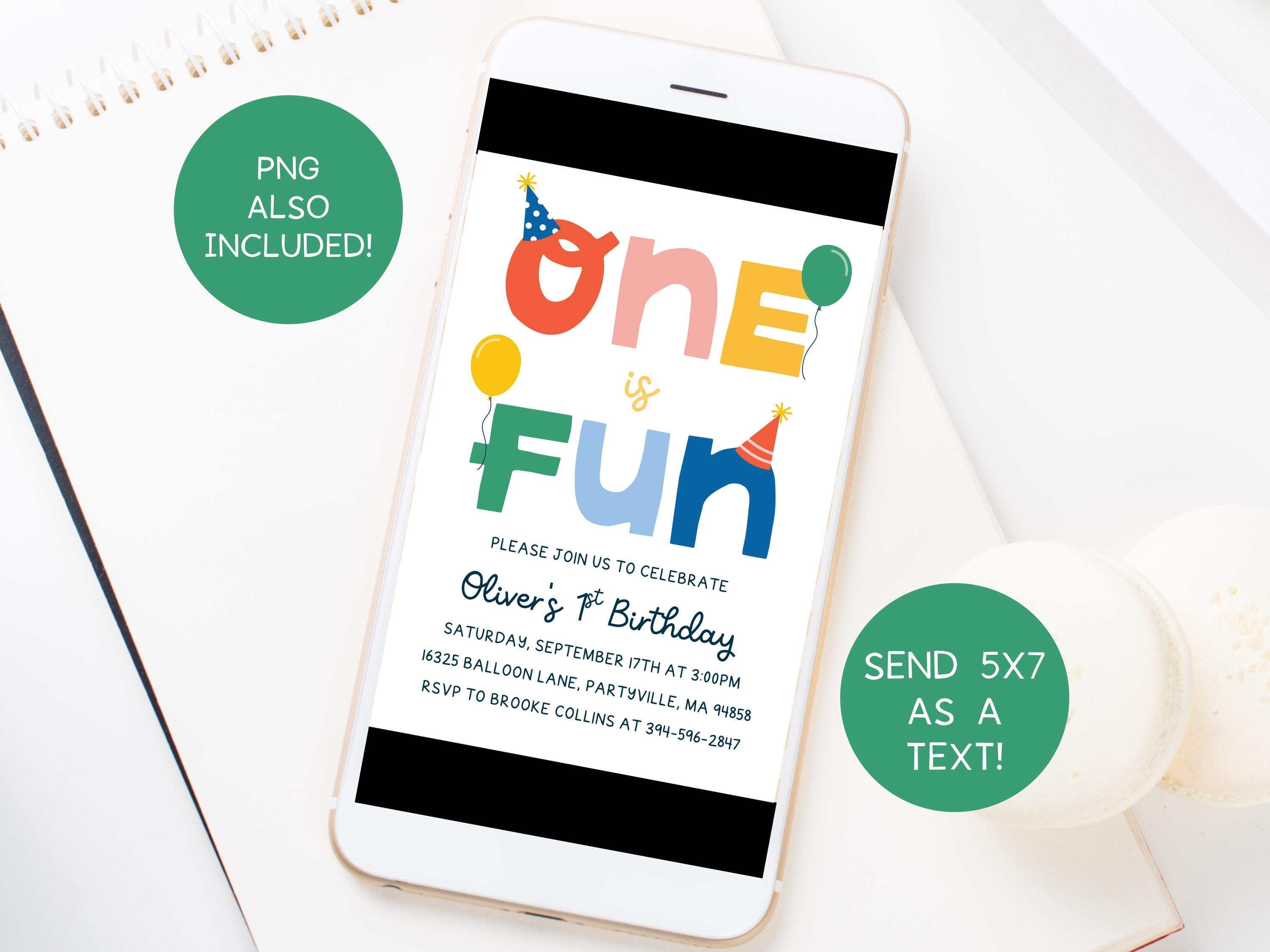 One is Fun Birthday Invitation | It's Fun to Be One | Colorful Birthday ...