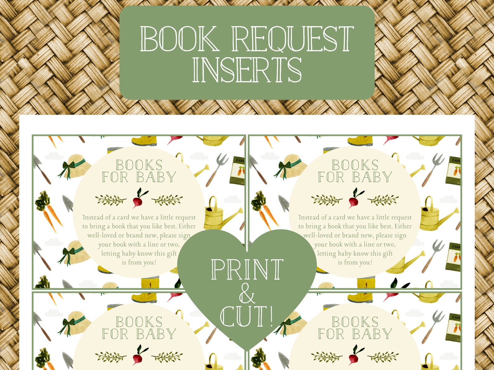 Little Sprout Books for Baby Request Cards | Little Sprout Baby Shower ...