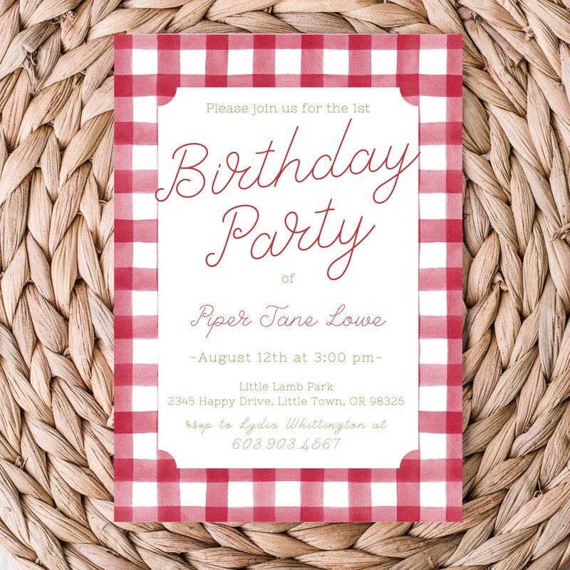 Gingham Invitation - Etsy