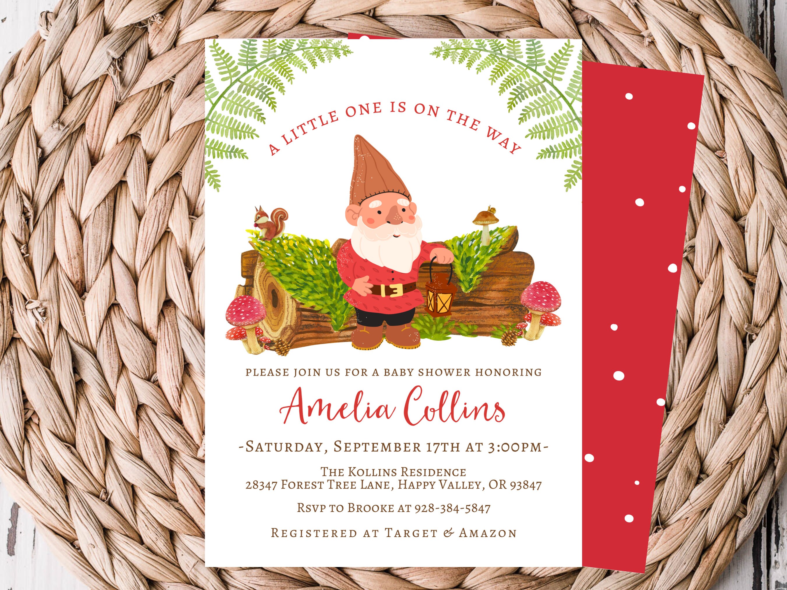 Gnome Baby Shower Invitation Printable 5x7 Toadstool Baby - Etsy