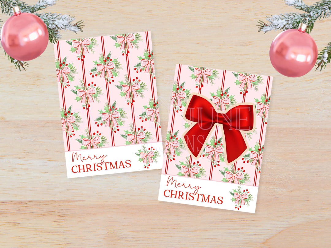 Christmas Cookie Card | Pink Bow Cookie Card | Cookie Cards Christmas ...