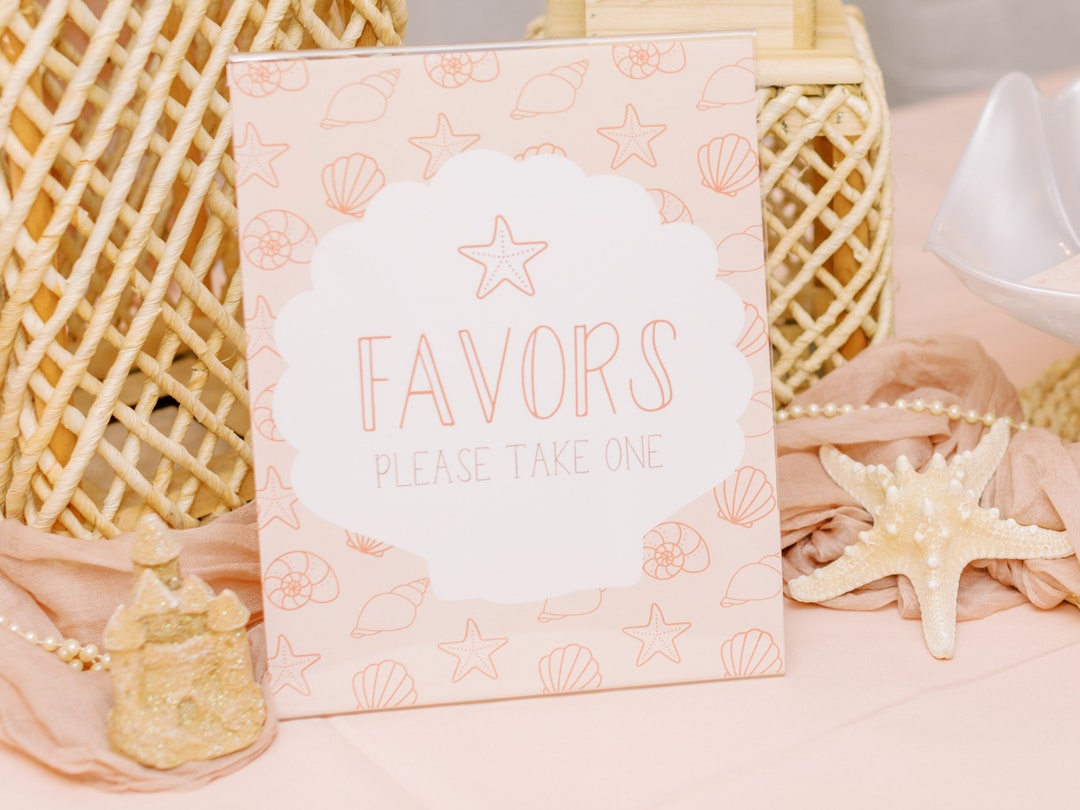 Favors Sign | Beach Babe Birthday | Shell Birthday | Printable | Baby ...