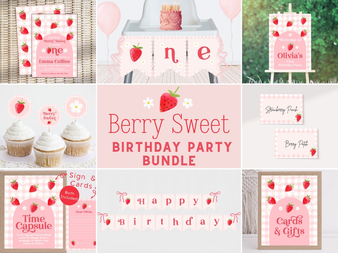 Berry First Birthday Bundle Berry First Birthday Invitation Berry Sweet ...