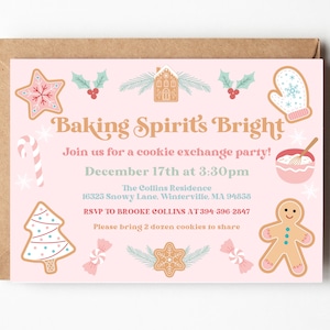 Baking Spirits Bright Invitation | Pink Christmas | Christmas Party ...