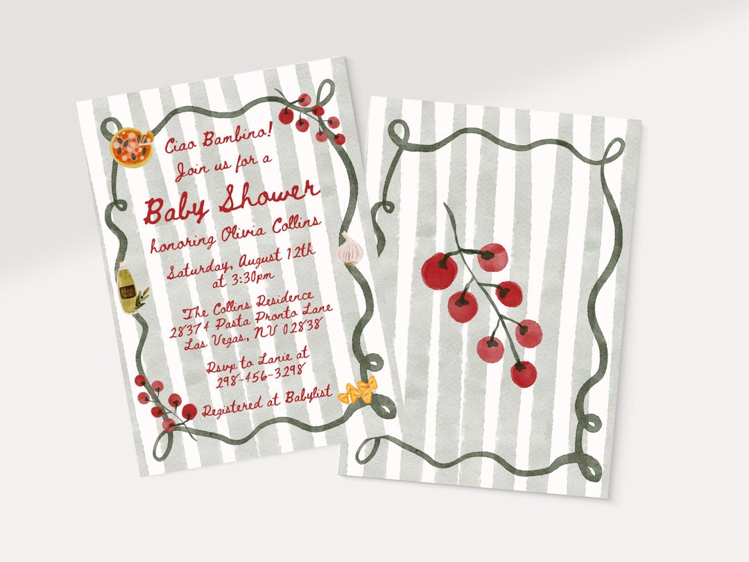 Italian Baby Shower Invitation | Pizza Baby Shower | Pasta Baby Shower ...