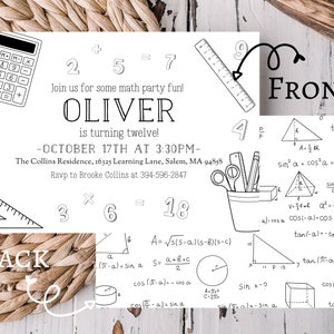 Math Birthday Invitation Math Party School Birthday Math Formulas ...