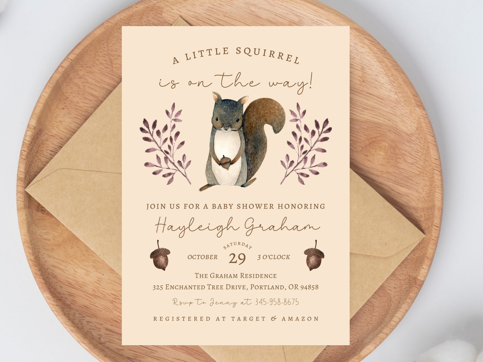 Squirrel Baby Shower Invitation Forest Baby Shower - Etsy
