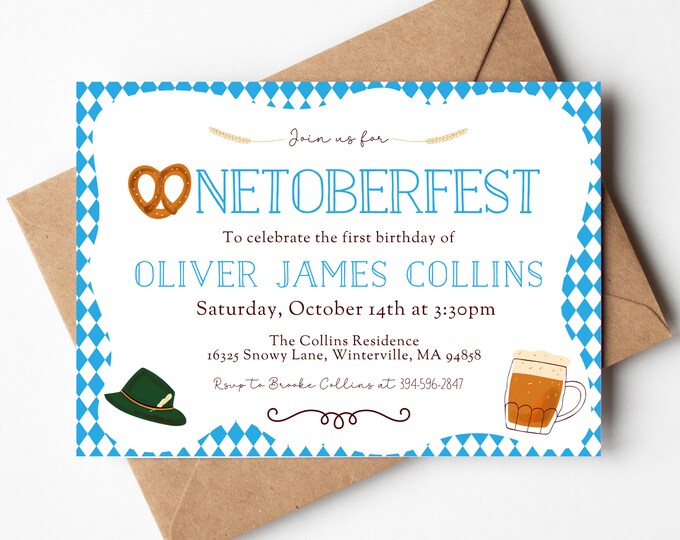 Onetoberfest Birthday Invitation | Oktoberfest Birthday Invitation ...