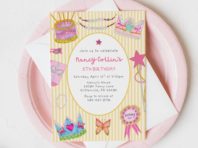 Fancy Birthday Invitation | Girl Birthday Invitation | Craft Birthday ...