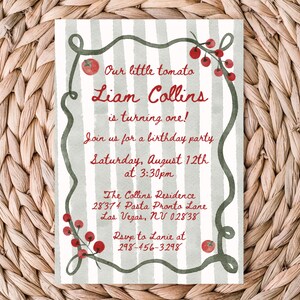 Tomato Birthday Invitation | Italian Birthday | Pasta Party | 1st ...