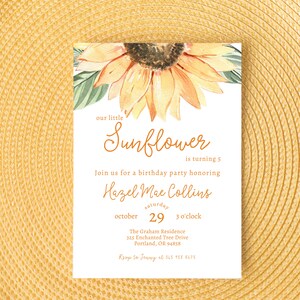 Sunflower Birthday Invitation Printable 5x7 Autumn Fall Birthday - Etsy