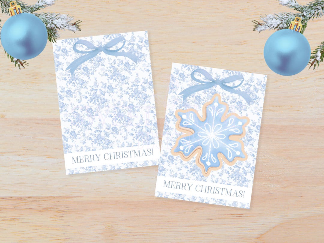 Christmas Cookie Card | Blue Bow Cookie Card | Cookie Cards Christmas ...