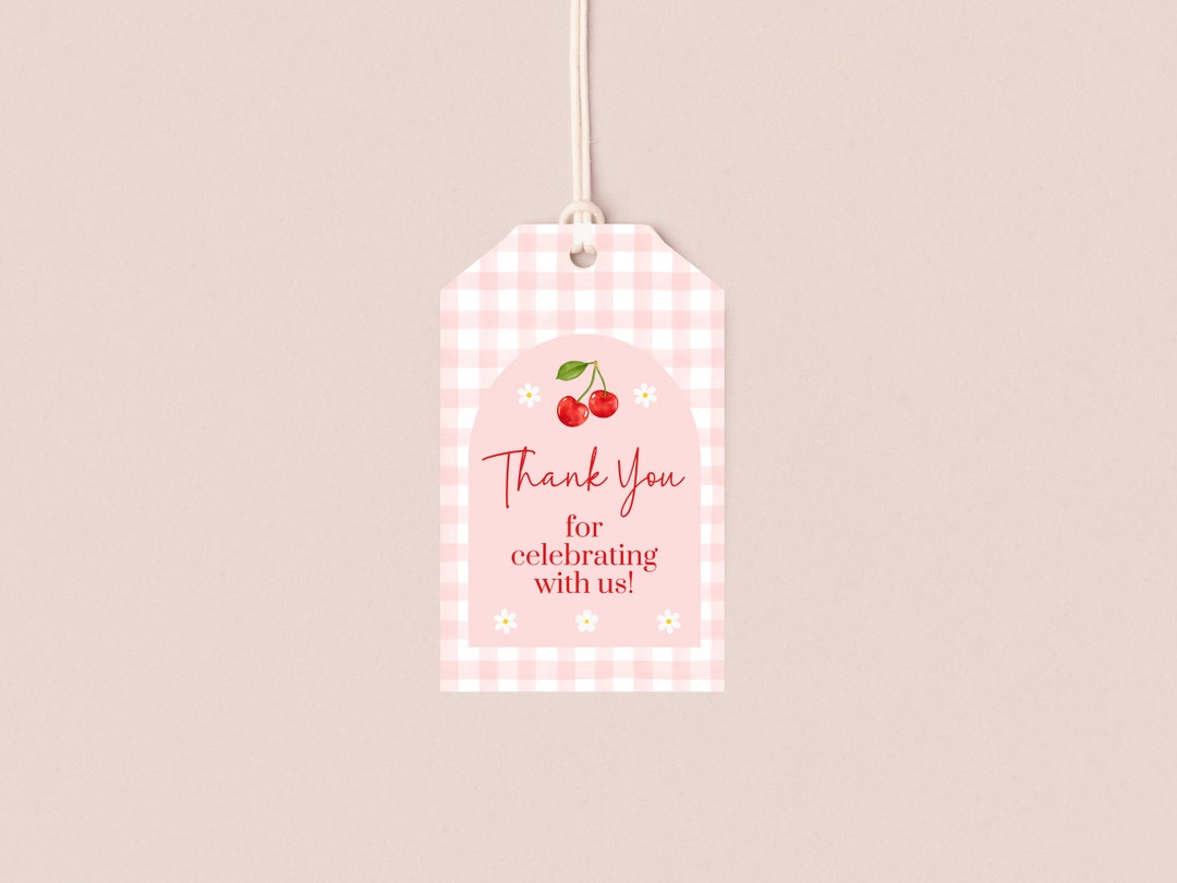 Cherry Thank You Favor Tags Cherry Sweet Cherry Baby Shower Cherry ...