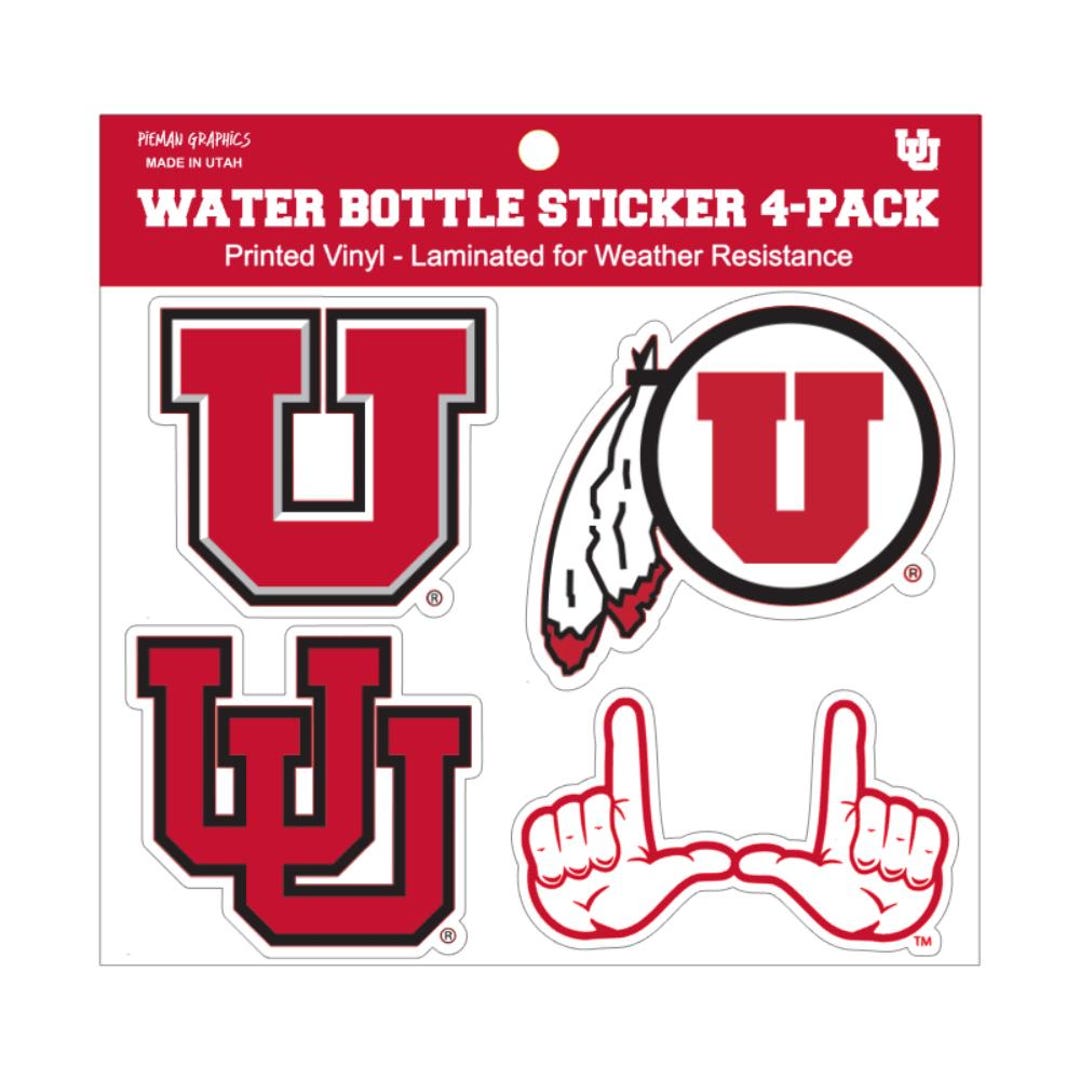 University of Utah Utes Water Bottle Sticker / Decal - Logo 4-pack ...