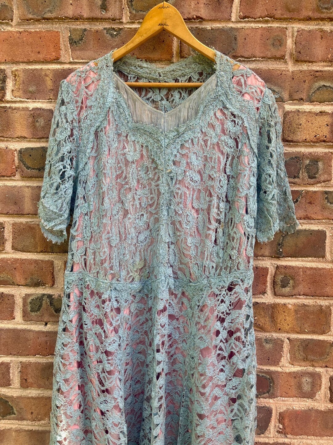Vintage 1940s Dusty Blue Lace Cocktail Party Dress Large XL - Etsy UK