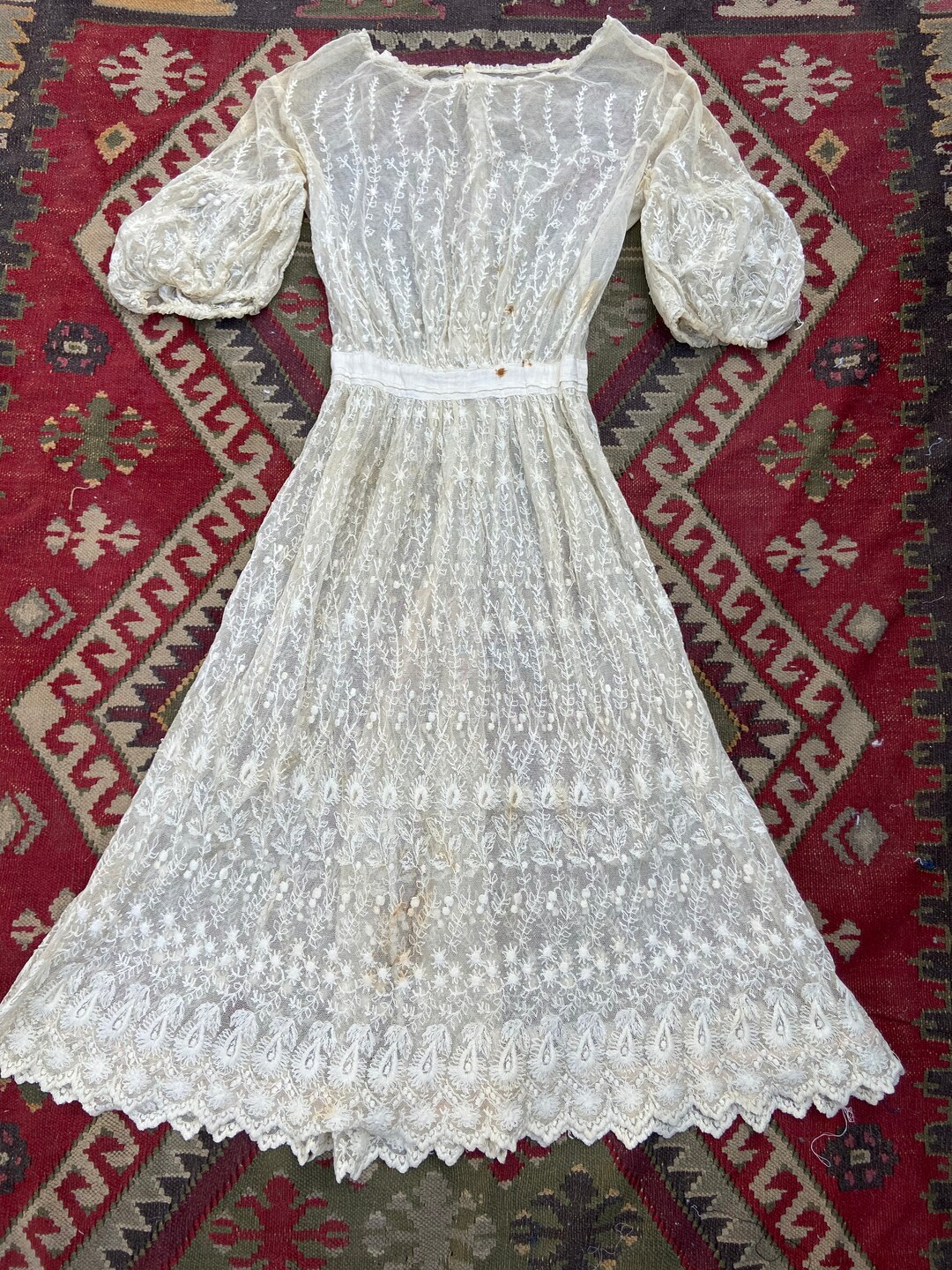 Antique Edwardian 1900s White Lace Tea Dress Cotton XXS XS - Etsy