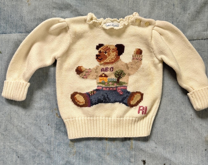 Vintage Kids Y2k Early 2000s Ralph Lauren Bear Sweater - Etsy