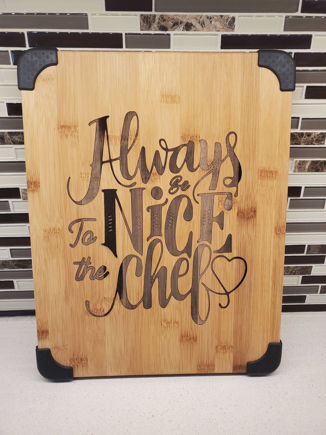 Always Be Nice to the Chef Cutting Board 11X4 Inches Bamboo - Etsy