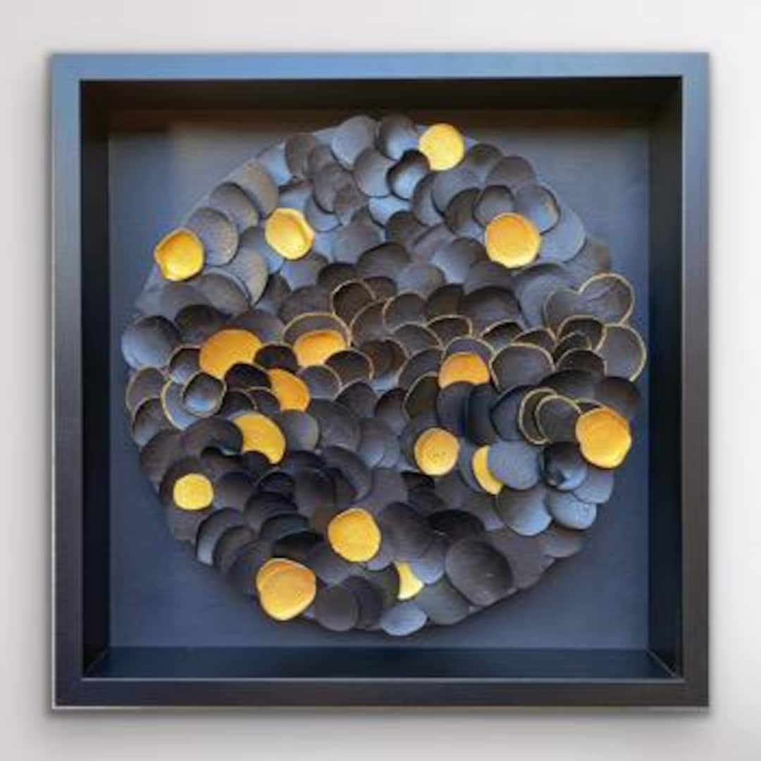 Original Black and Gold Coral Reef Wall Sculpture, Organic Polka Dots ...