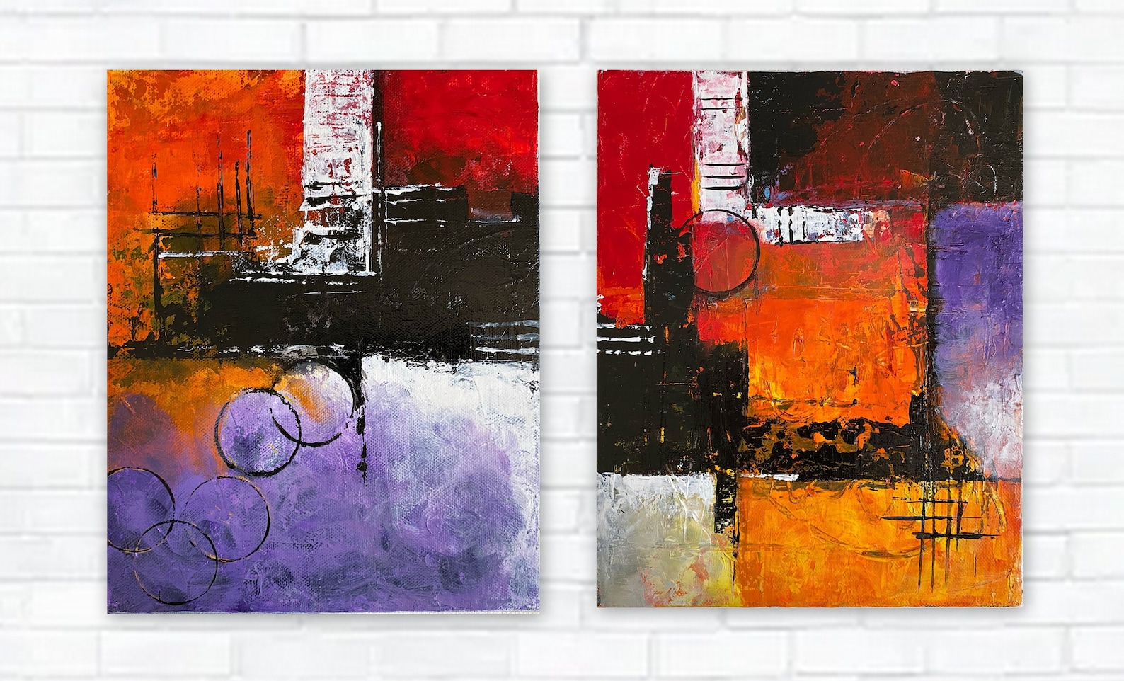 Original Diptych Abstract Artwork Set of Two acrylic painting | Etsy