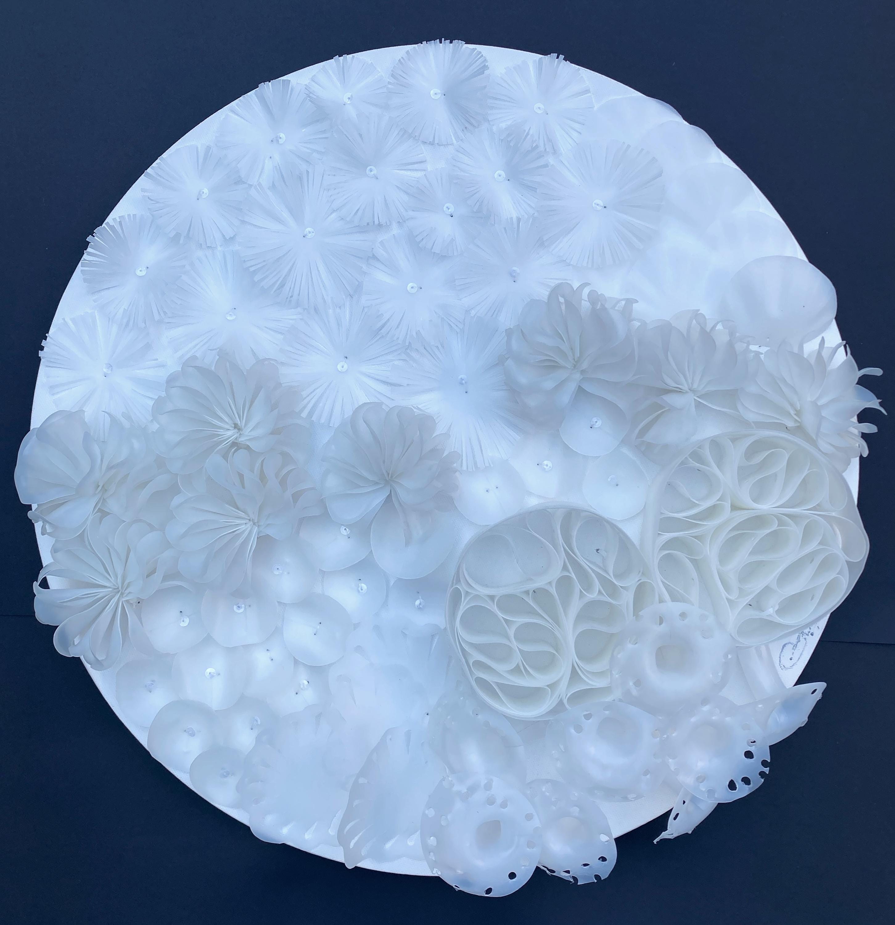 Coral Reef Wall Sculpture, Circular Monochromatic Contemporary Wall Art ...