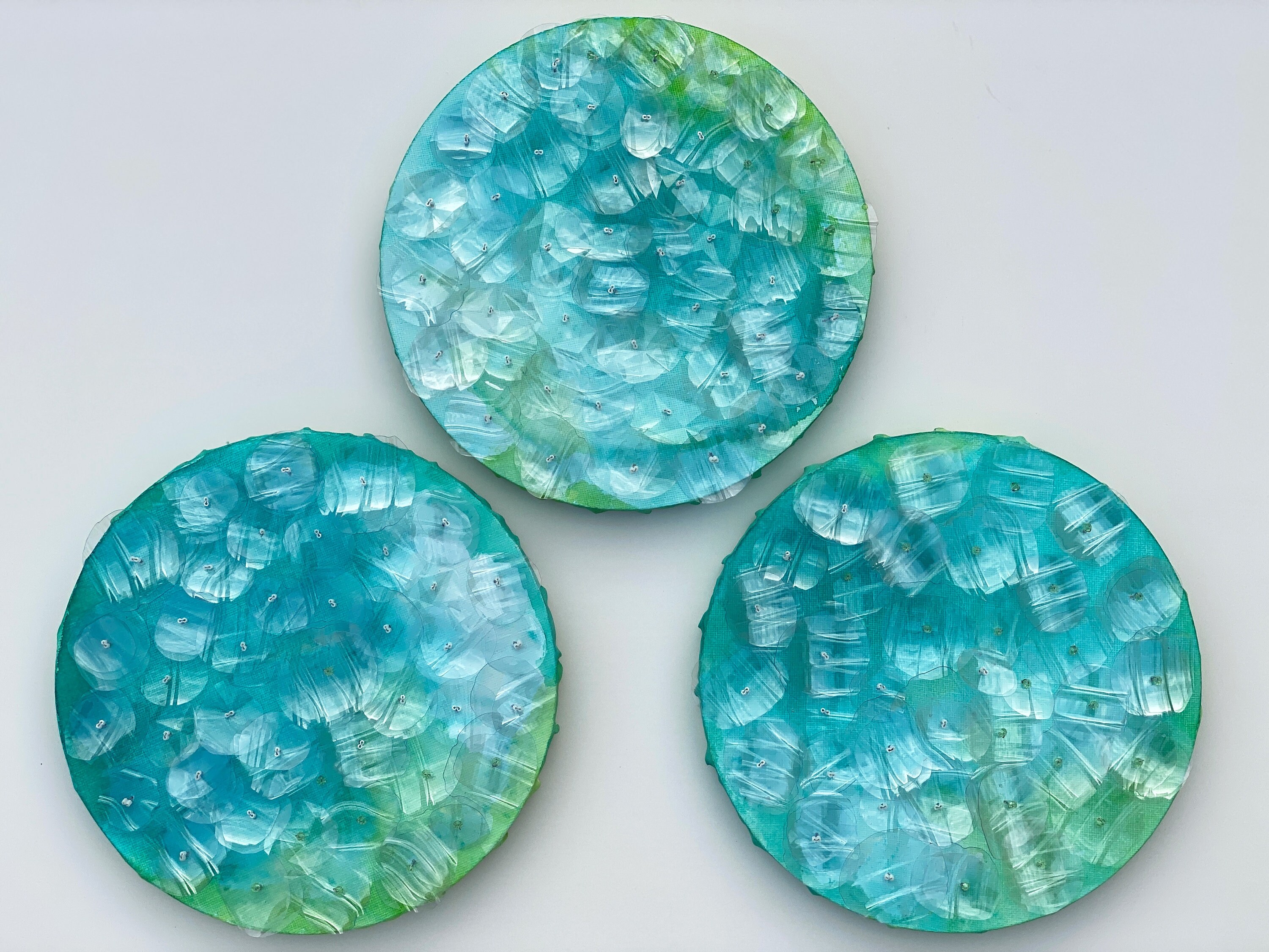Tríptico escultura de pared de mar azul obra de arte - Etsy México