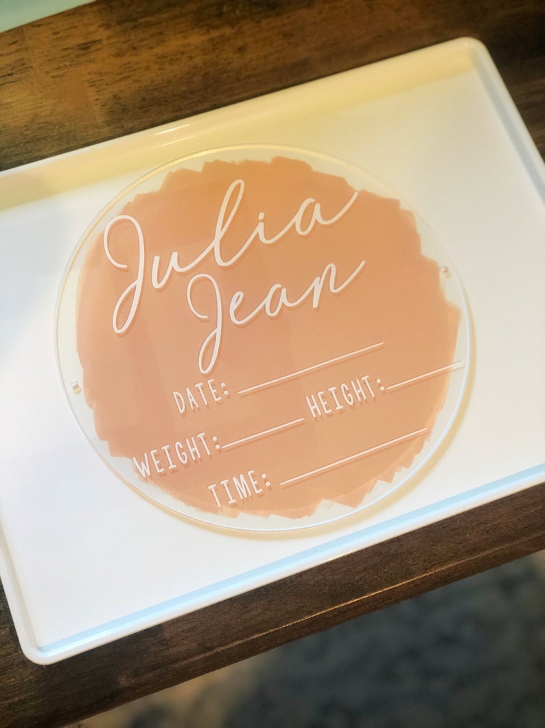 Birth Announcement Acrylic Circle - Etsy Sweden