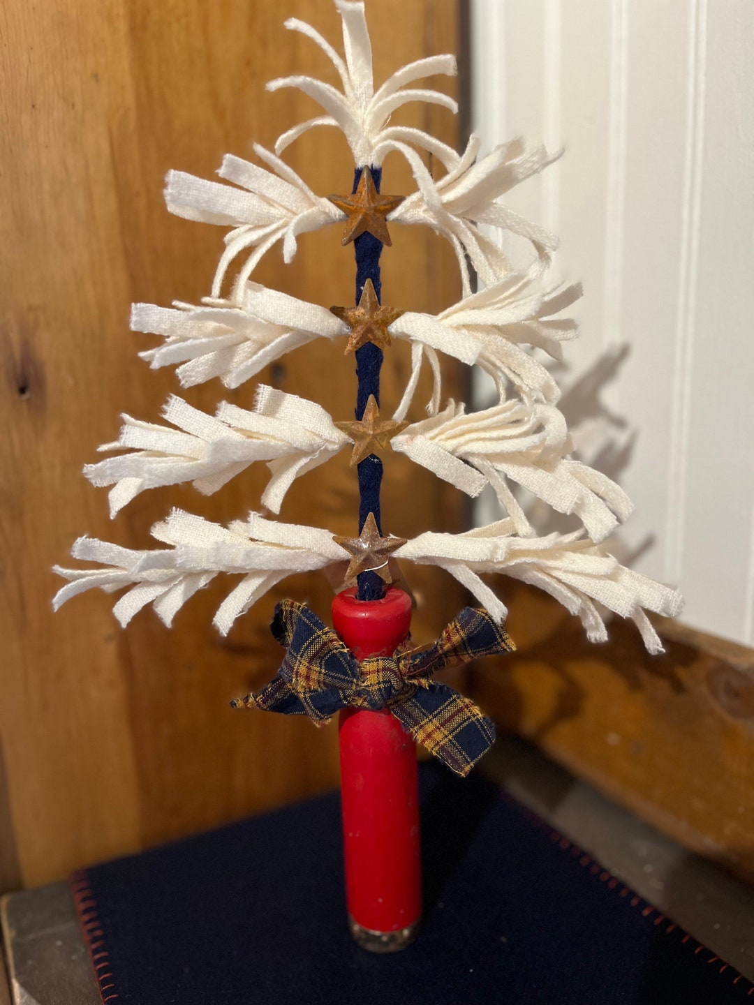 Primitive Americana Folk Art Wooly Tree Patriotic Shelf Sitter - Etsy