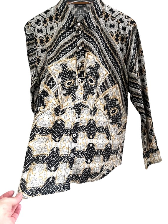 70s blouse cotton Eterna crazy pattern shirt true vin… - Gem